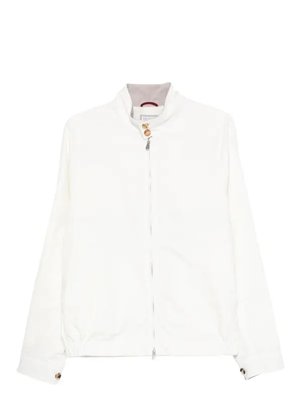 Brunello Cucinelli Cotton Blend Blouson Jacket - White