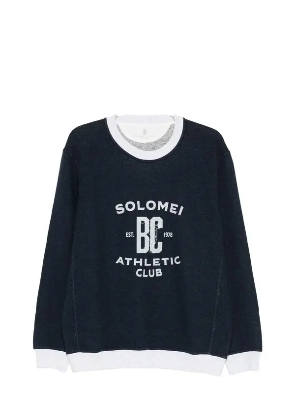 Brunello Cucinelli Cotton Logo Sweatshirt - Blue
