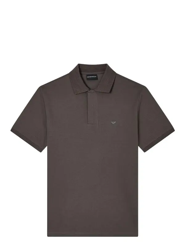 Emporio Armani Logo Cotton Polo Shirt - Grey