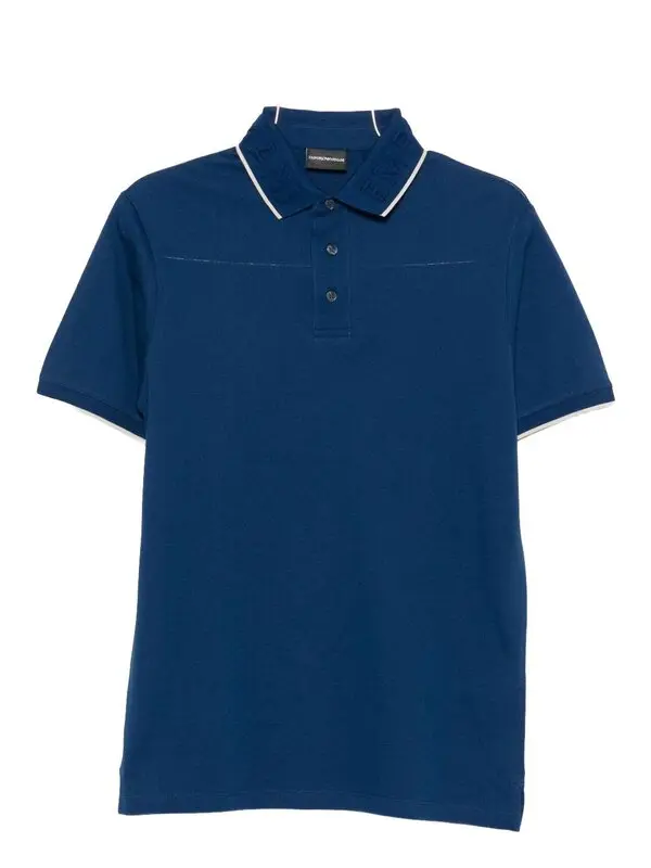 Emporio Armani Logo Cotton Polo Shirt - Blue