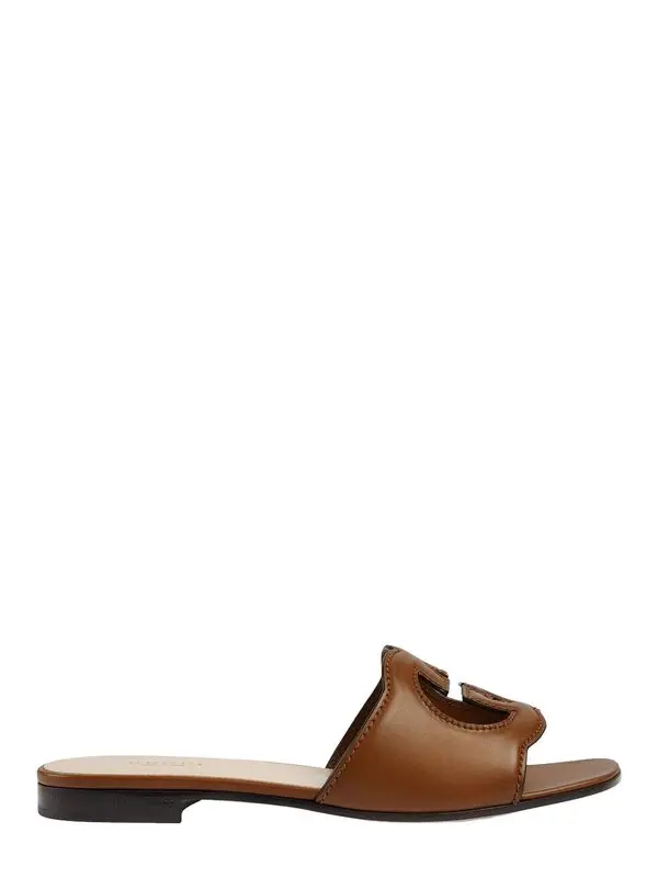 Gucci Leather Flat Sandals - Brown
