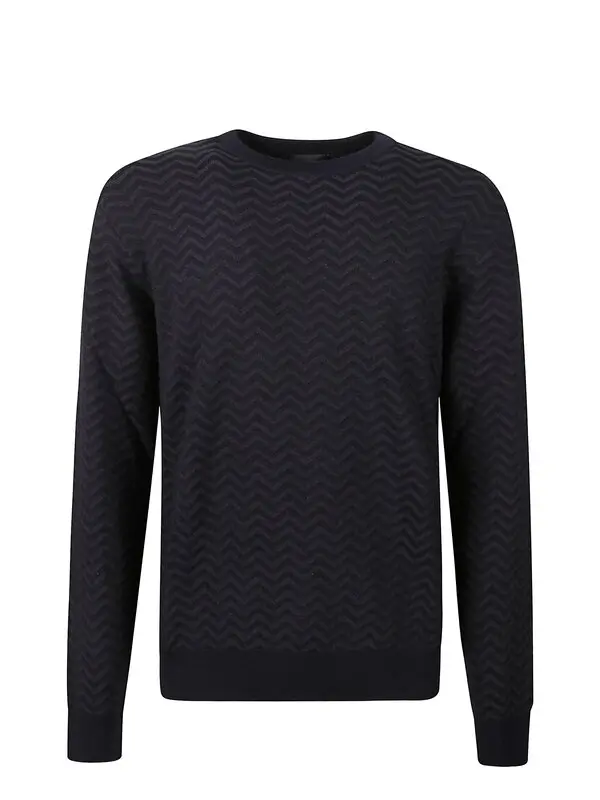 Giorgio Armani Round Neck Sweater With Logo - Black