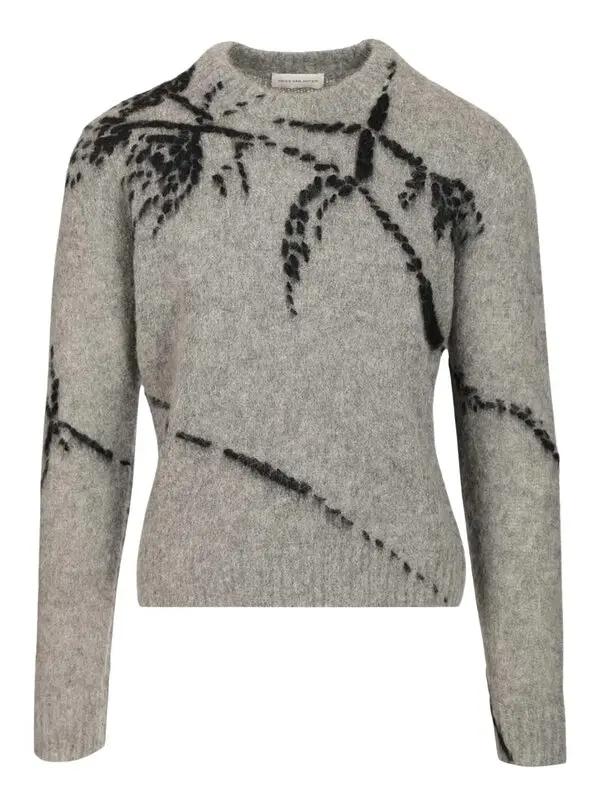 Dries Van Noten Marti Jacquard Wool Sweater - Grey