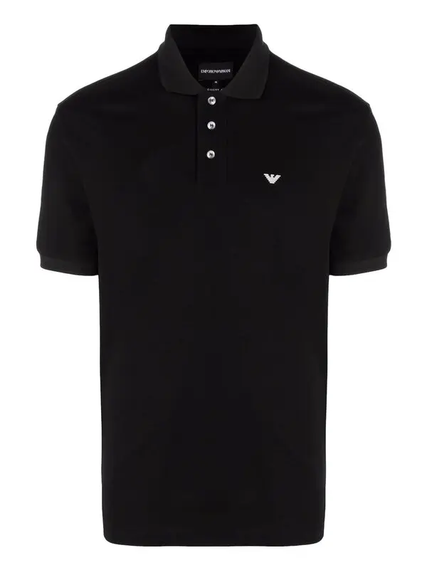 Emporio Armani Cotton Polo Shirt - Black