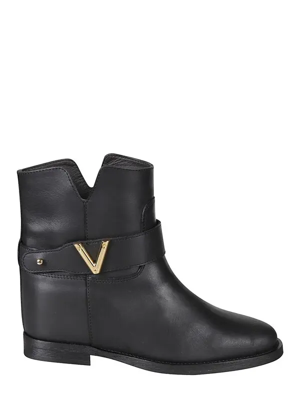 VIA ROMA 15 Leather Ankle Boots - Black