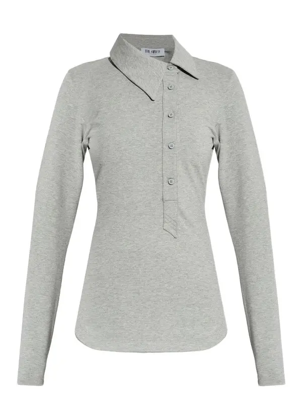 Attico Cotton Polo Shirt - Grey