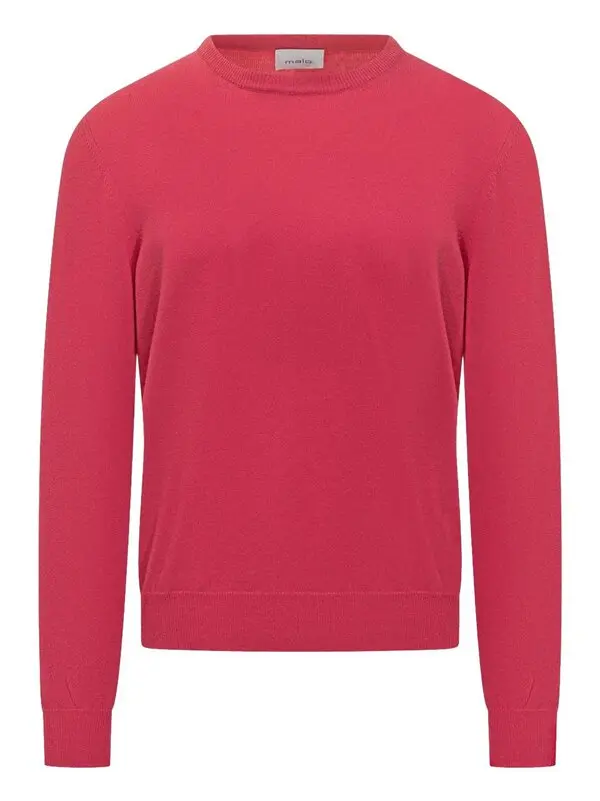 Malo Round Neck Thin Wool Sweater - Pink