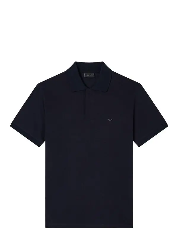 Emporio Armani Logo Cotton Polo Shirt - Blue