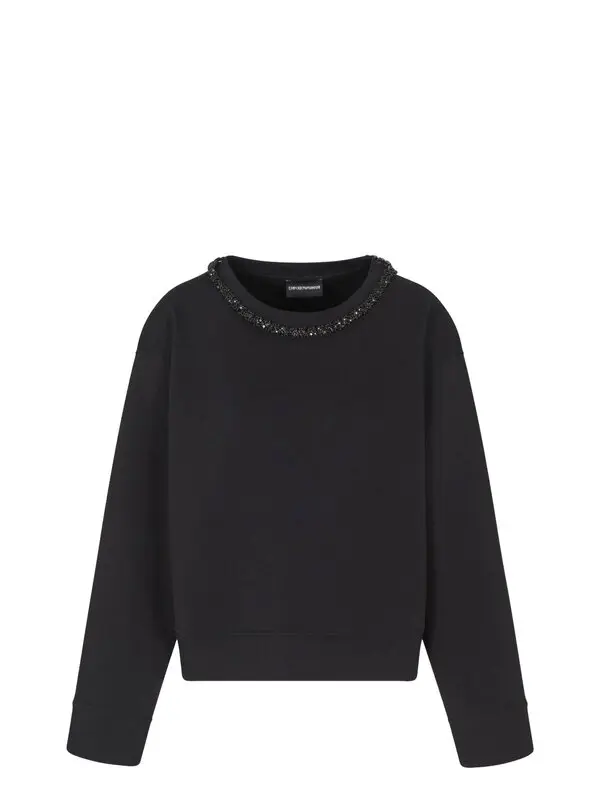 Emporio Armani Cotton Crewneck Sweatshirt - Black