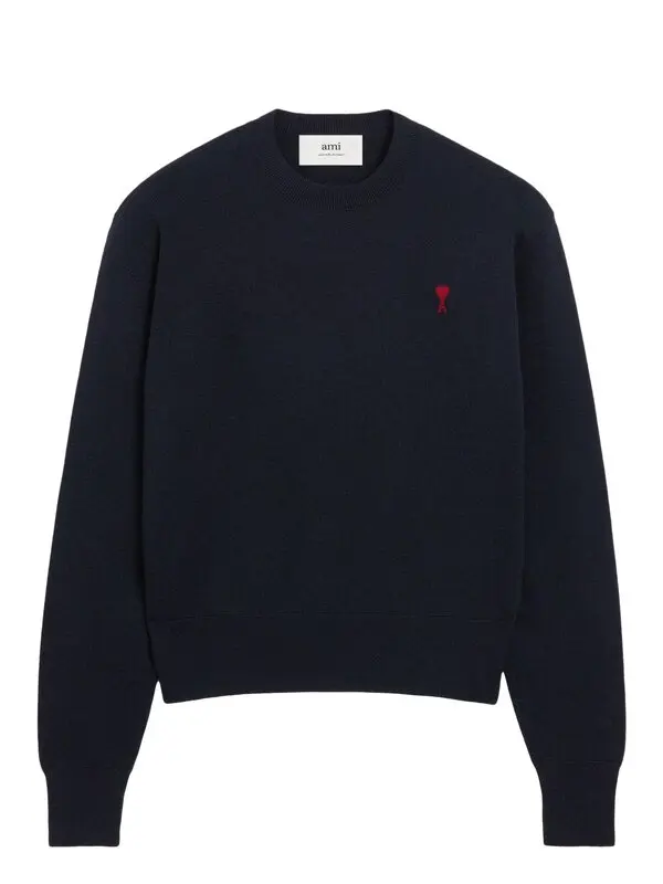 Ami Round Neck Cotton Sweater - Blue