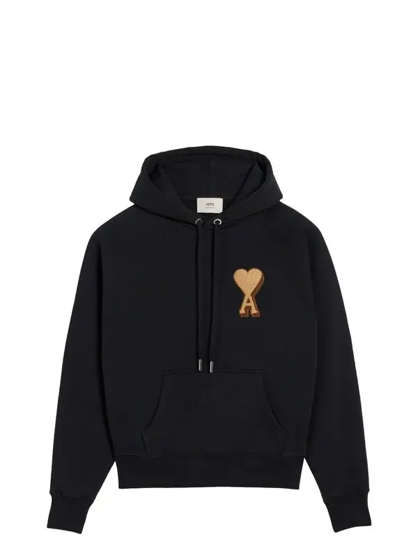 Ami Cotton Hooded Sweatshirt - Black