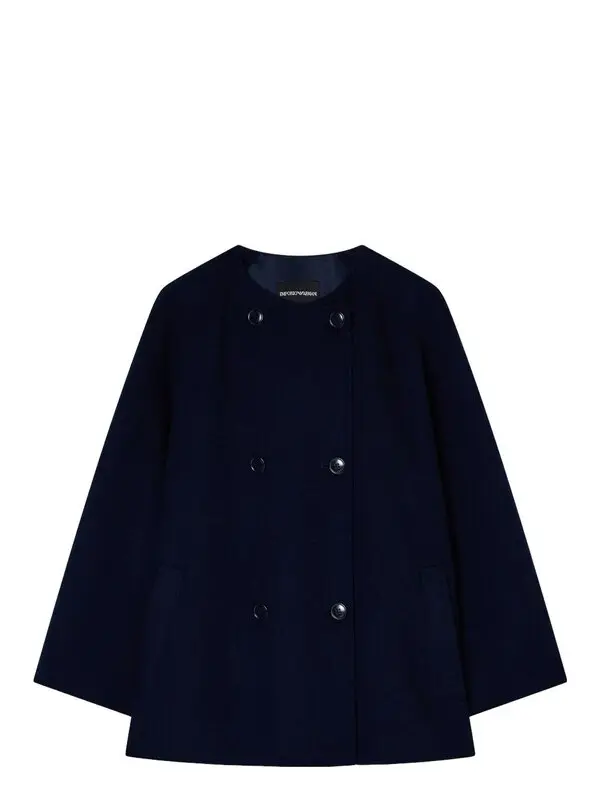 Emporio Armani Wool Double-breasted Coat - Blue