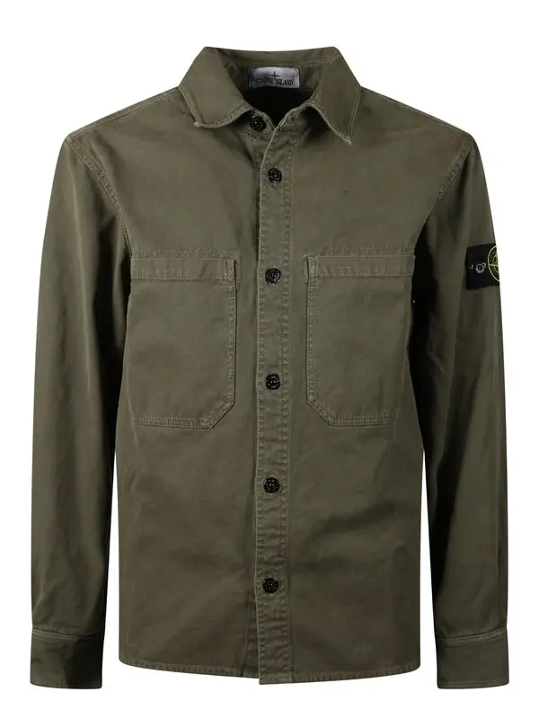 Stone Island Cotton Shirt With Logo - Green
