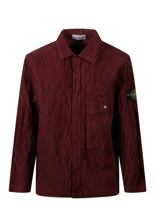 Stone Island Cotton Shirt With Logo - Red