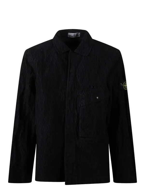 Stone Island Cotton Shirt With Logo - Black