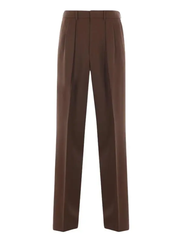 TOM FORD Broken Twill Trousers With Double Pleat - Brown