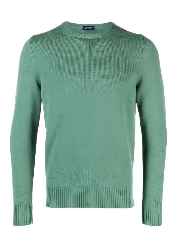 DRUMOHR Round Neck Long Sleeve Sweater - Green