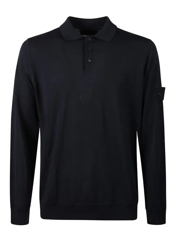Stone Island Long Sleeves Polo With Logo - Blue