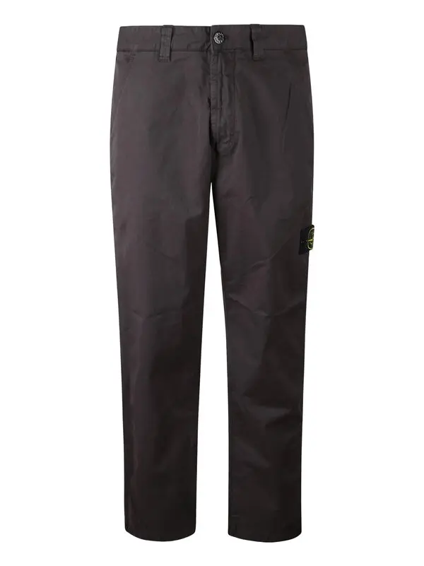 Stone Island Cotton Trousers With Logo - Grey