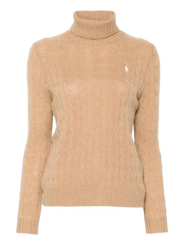 Polo Ralph Lauren Turtleneck Sweater With Logo - Beige