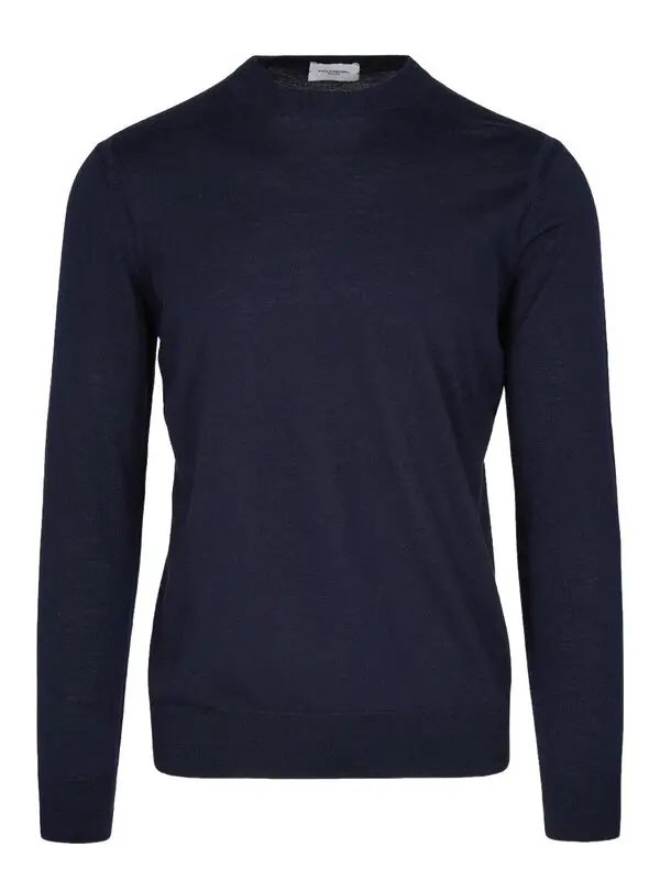 PAOLO PECORA Long-sleeved Crew Neck Sweater - Blue