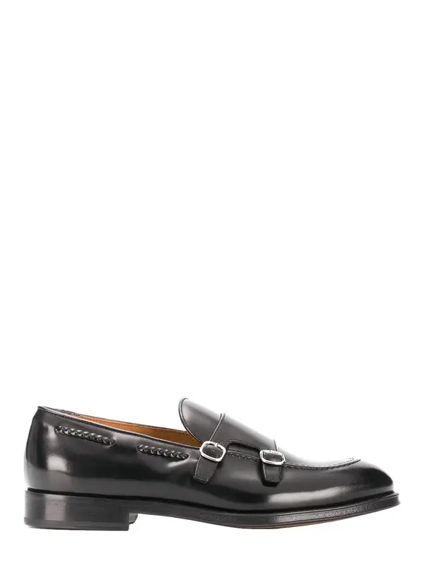 DOUCAL'S Leather Monk Strap Shoes - Black