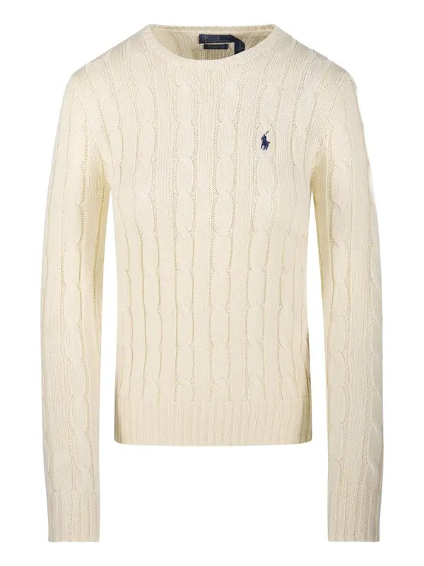 Polo Ralph Lauren Round Neck Pullover With Logo - Beige