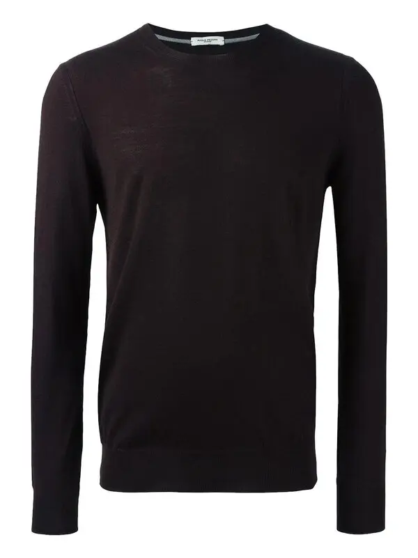 PAOLO PECORA Long-sleeved Crew Neck Sweater - Brown