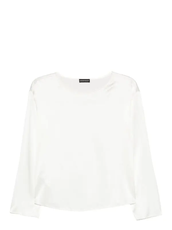Emporio Armani Silk Long Sleeve Top - White
