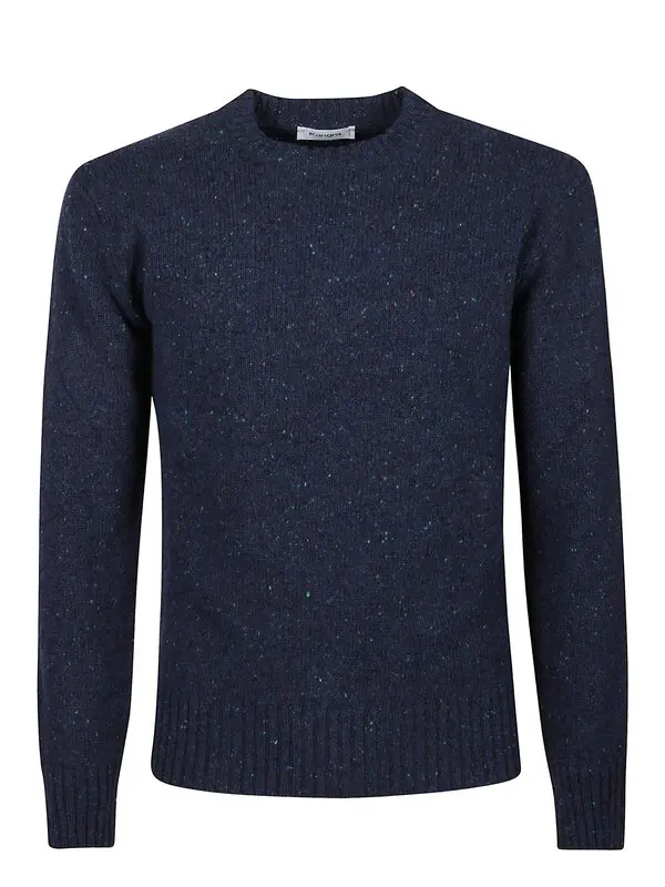 KANGRA Round Neck Fine Wool Sweater - Blue