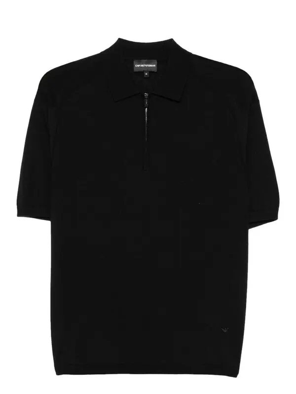 Emporio Armani Wool Blend Polo Shirt - Black
