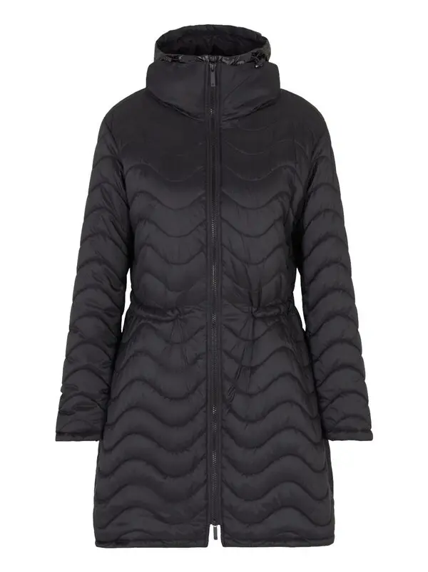 Emporio Armani Nylon Midi Down Jacket - Black