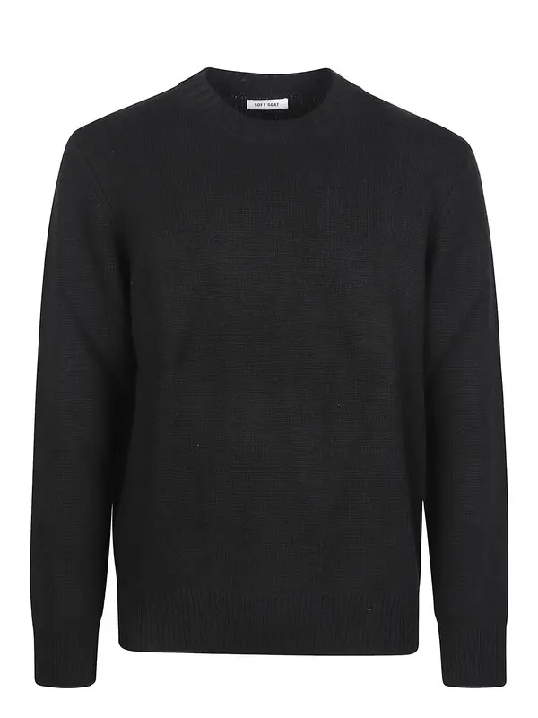 Soft Goat Round Neck Sweater - Black