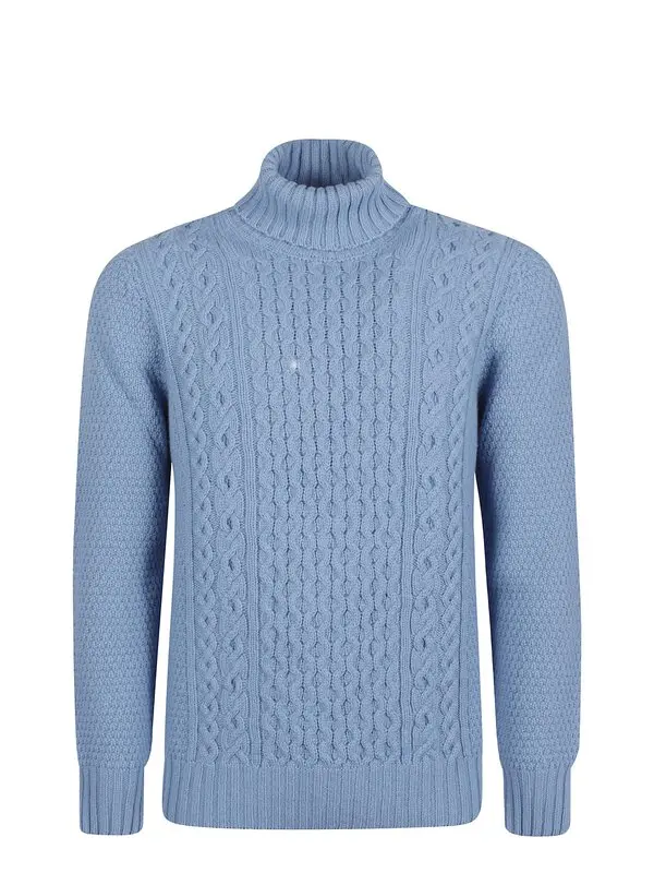 DRUMOHR Turtleneck Long Sleeve Sweater - Sky Blue