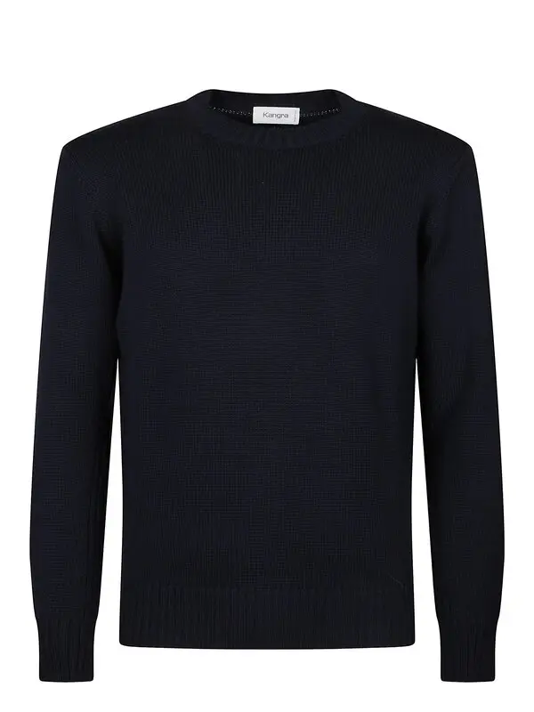 KANGRA Fine Wool Round Neck Sweater - Blue