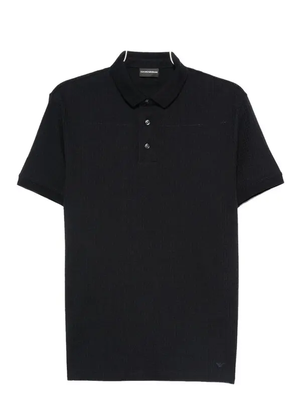 Emporio Armani Printed Cotton Polo Shirt - Blue