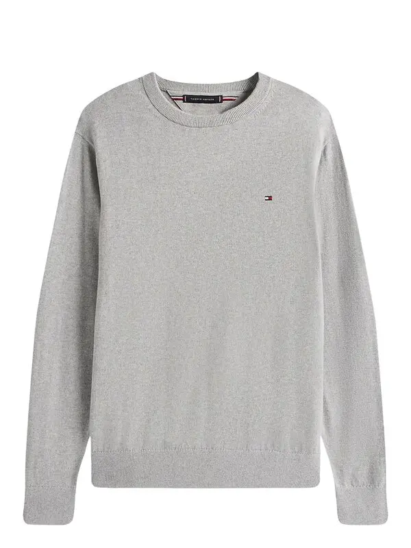 Tommy Hilfiger Crew Neck Knit Sweater With Logo - Grey