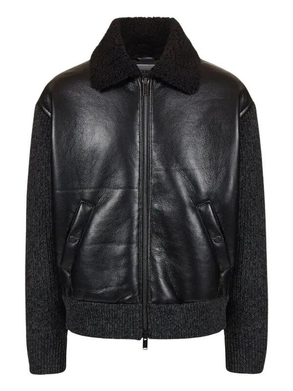 Iceberg Faux Leather Bomber Jacket - Black