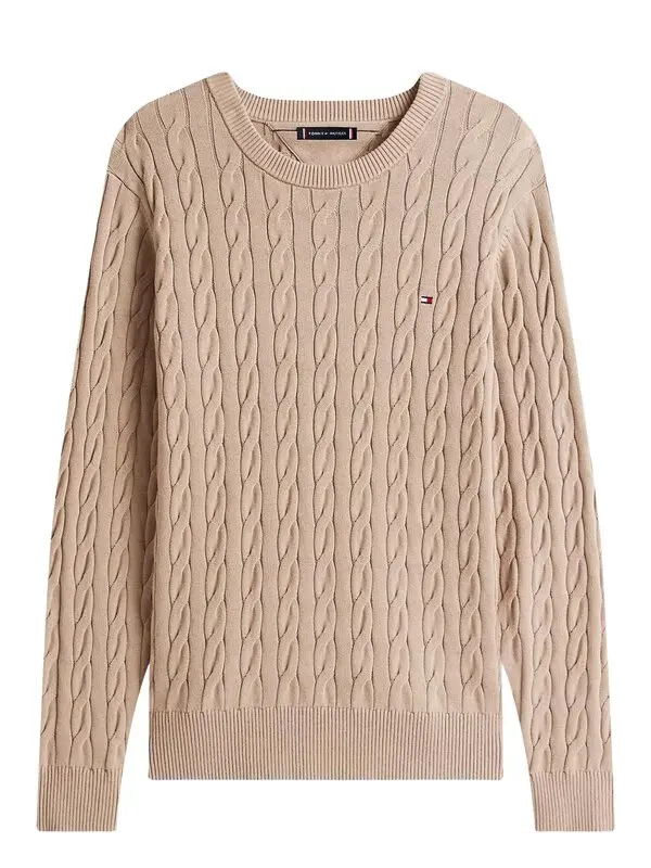 Tommy Hilfiger Cable Knit Crew Neck Sweater - Beige
