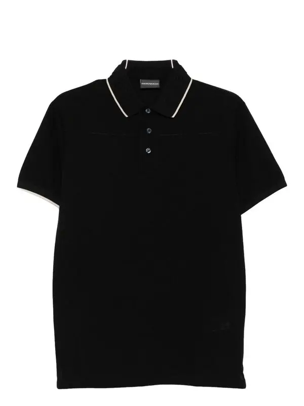 Emporio Armani Logo Cotton Polo Shirt - Black