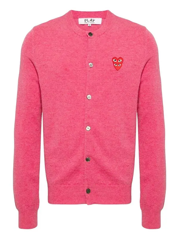 Comme Des Garçons Wool Cardigan With Heart - Pink