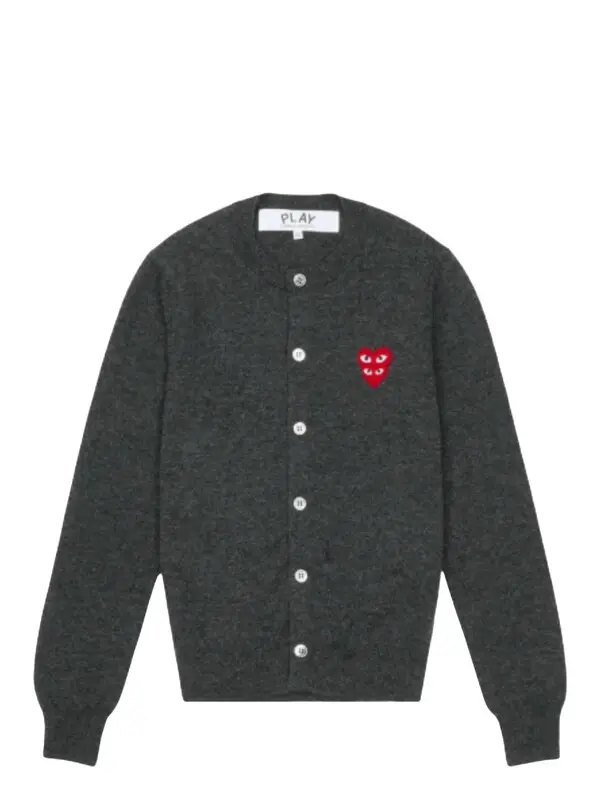 Comme Des Garçons Wool Cardigan With Heart - Grey