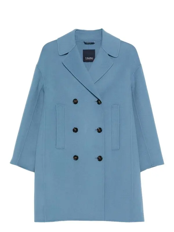 Max Mara Wool Double-breasted Coat - Sky Blue