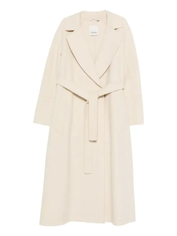 Max Mara Wool Long Coat - White
