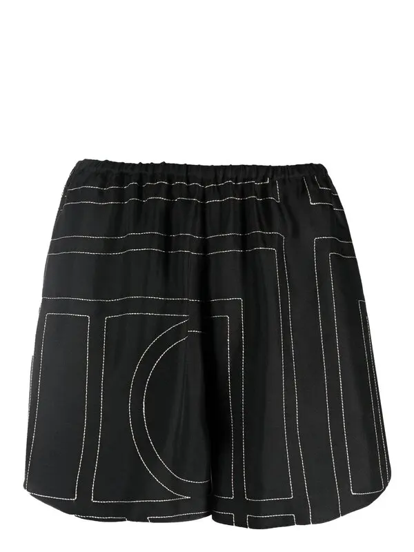 TOTEME Silk Pajama Shorts - Black