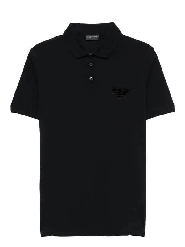 Emporio Armani Logo Cotton Polo Shirt - Blue