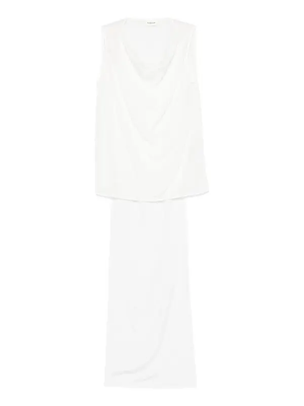 PAROSH Silk Cowl Neck Sleeveless Top - White