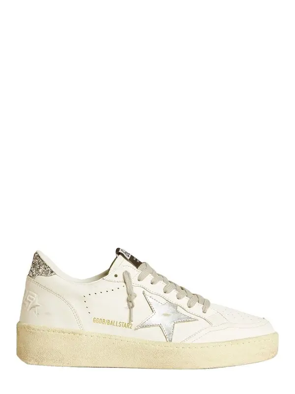 GOLDEN GOOSE Ball Star Leather Sneakers - Silver