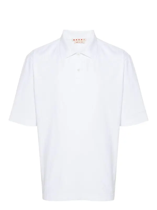 Marni Logo Cotton Polo Shirt - White