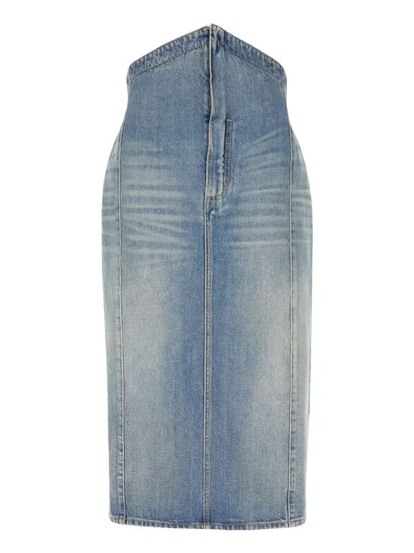 Alexander McQueen Denim Long Skirt - Sky Blue